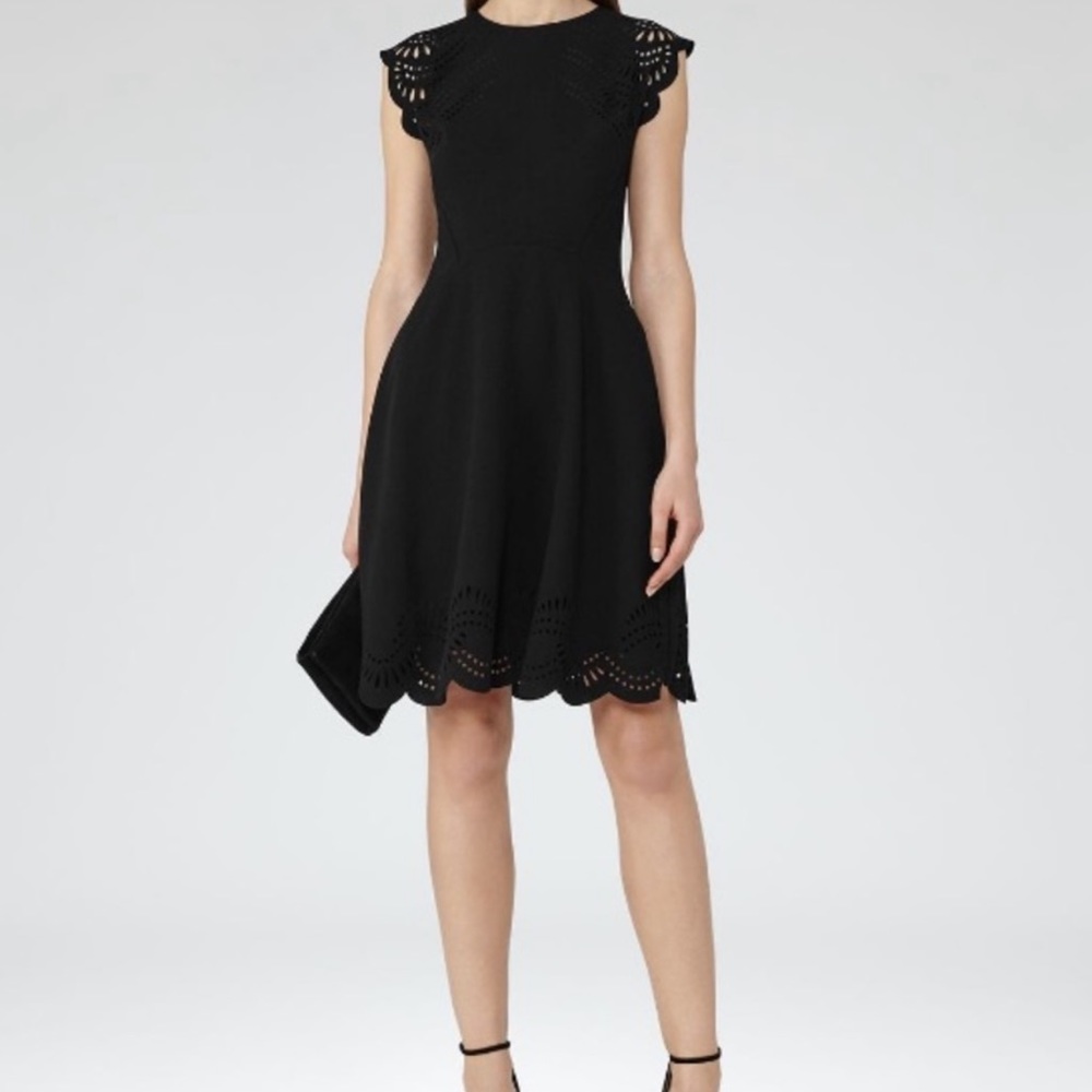 Reiss Black Kathy Laser Cut Dress - Gem